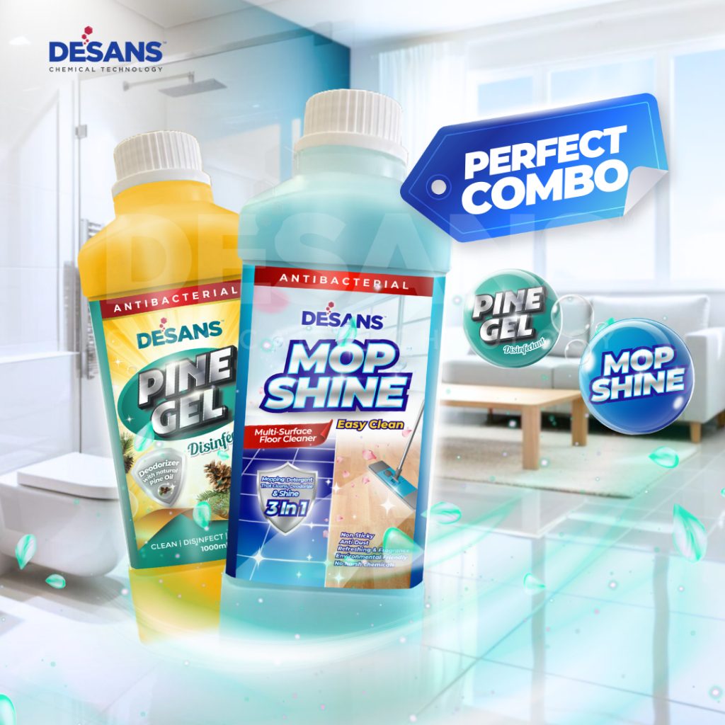 DESANS Kombo Sempurna (Pine Gel + Mop Shine) Set Pencuci Rumah Serbaguna & Lantai Berkilat ...