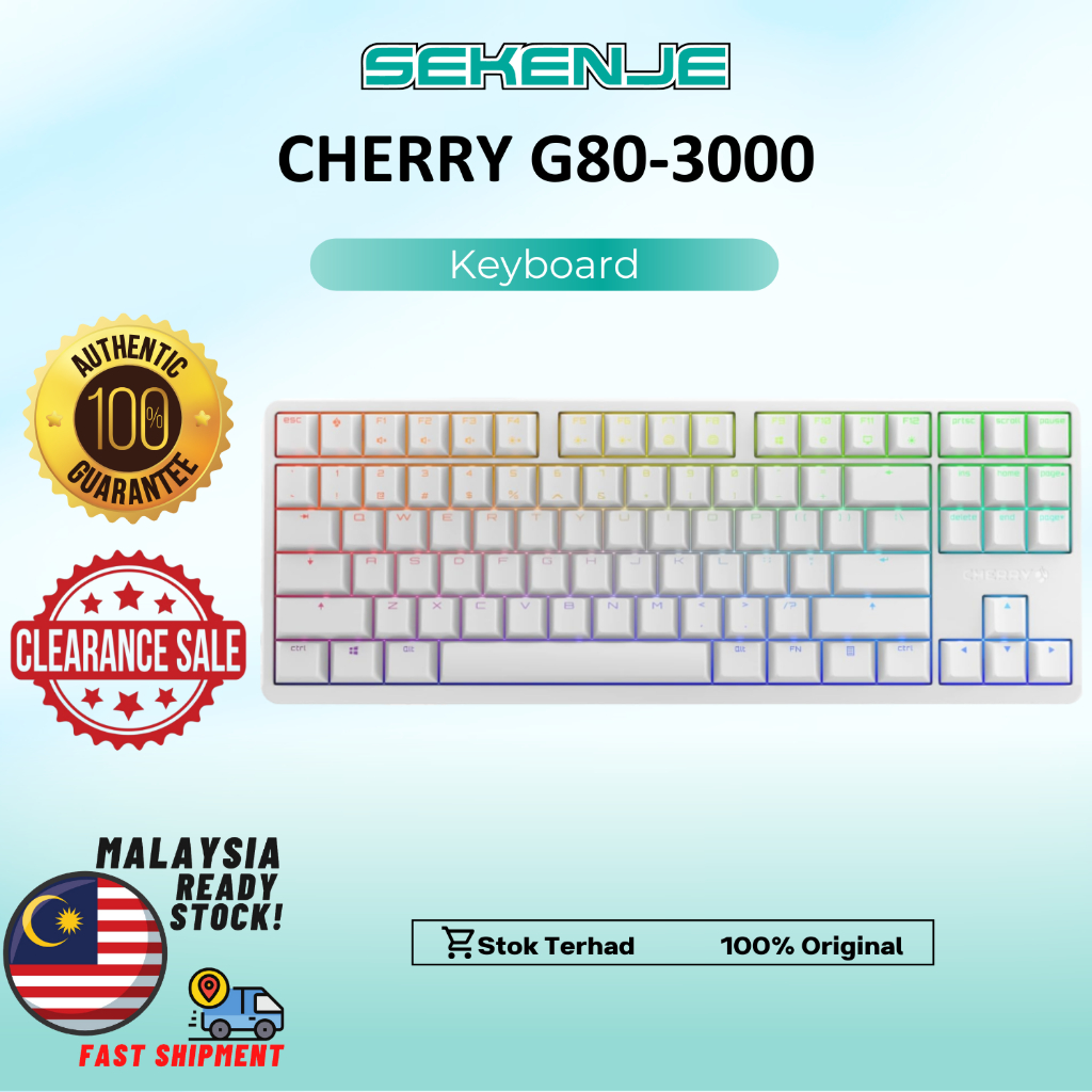 CHERRY G80-3000 S TKL Non Backlit Mechanical Keyboard (Cherry MX Brown, White) | Shopee Malaysia
