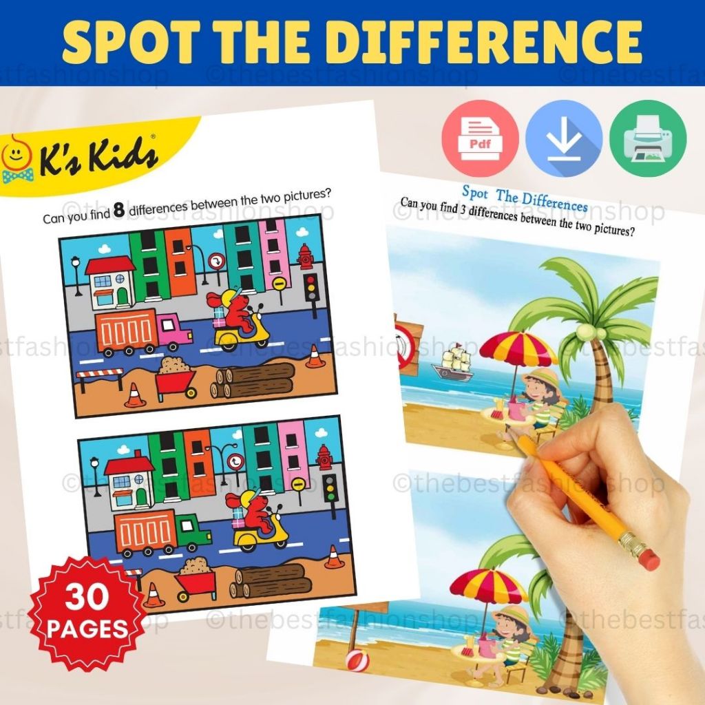 A097 [PDF] Spot The Difference Worksheet Printable Activity Pages ...