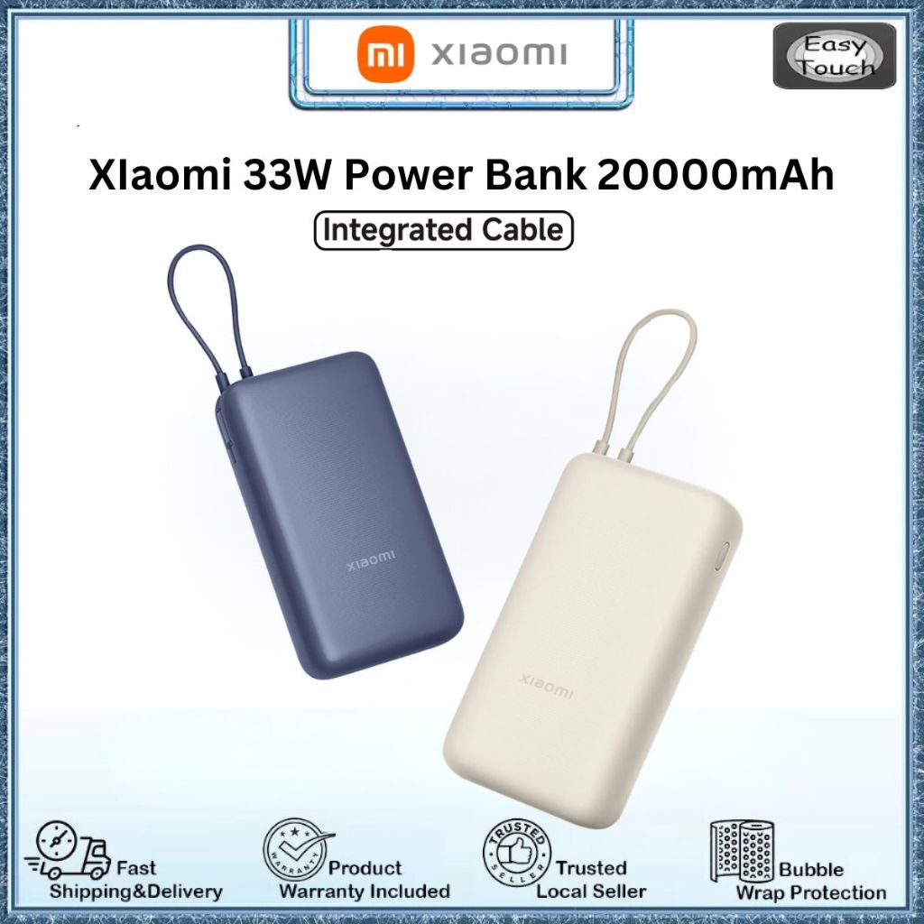 Xiaomi 33W Power Bank 20000mAh (Integrated Cable) | 33W | USB-C Two Way ...