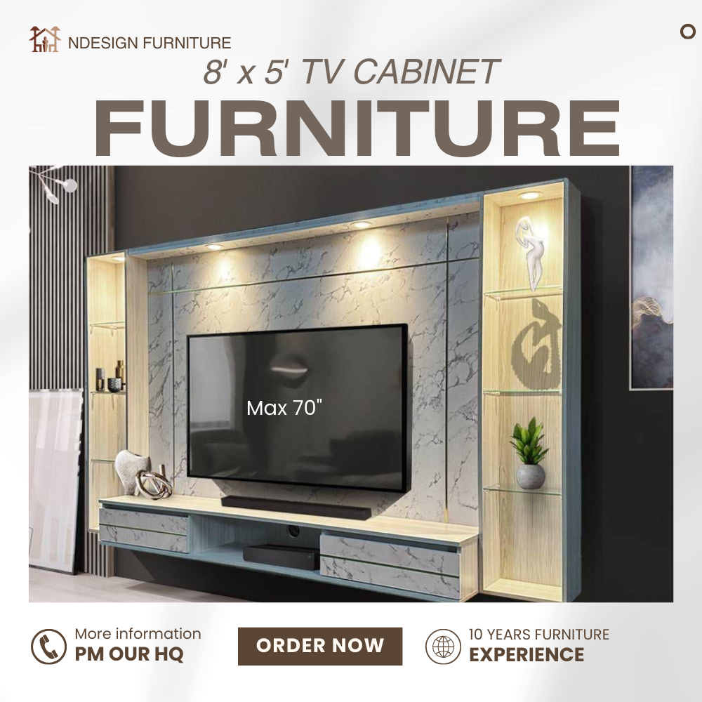 [N Design] 8ft Modern TV Cabinet / Wall Mounted Tv Cabinet / Hall ...