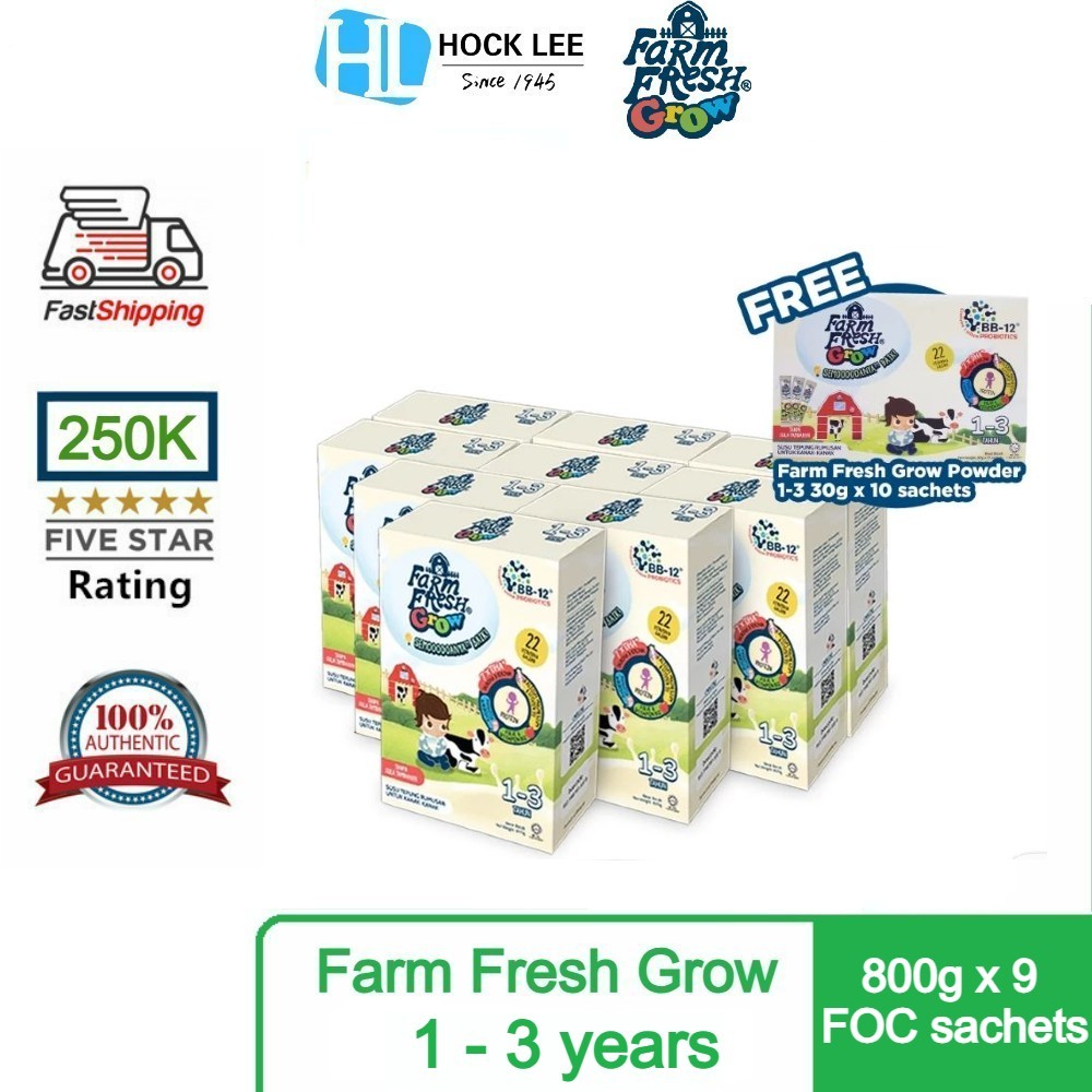 Farm Fresh Grow Powder 1-3 Years Old 800g x 9 Packs + Farm Fresh Grow ...