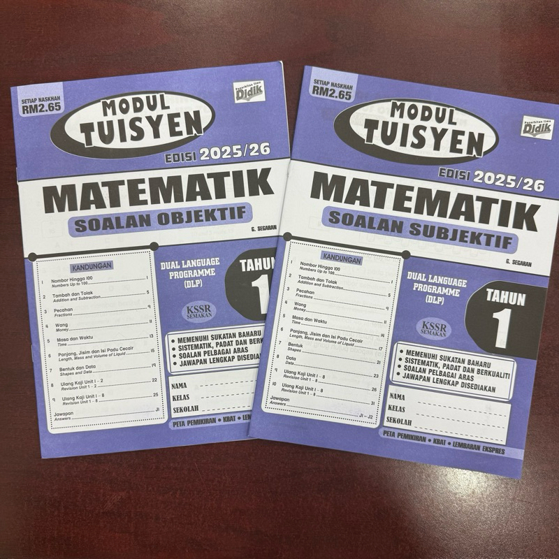 (SK) Model Tuisyen Matematik Tahun 1 / Mathematics Year 1 Dwibahasa ...