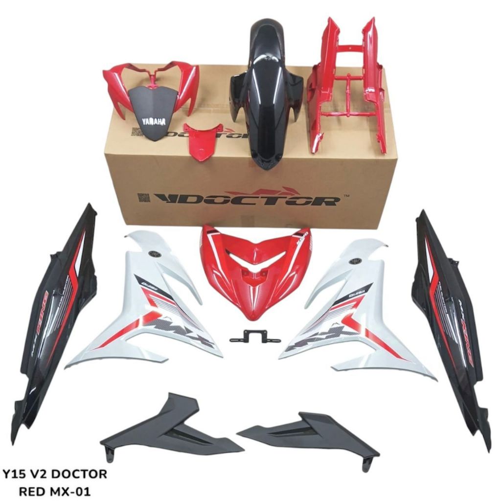 COVERSET BODYSET YAMAHA Y15 Y15ZR V1 V2 RED MX 01 DOCTOR SIAP TANAM ...