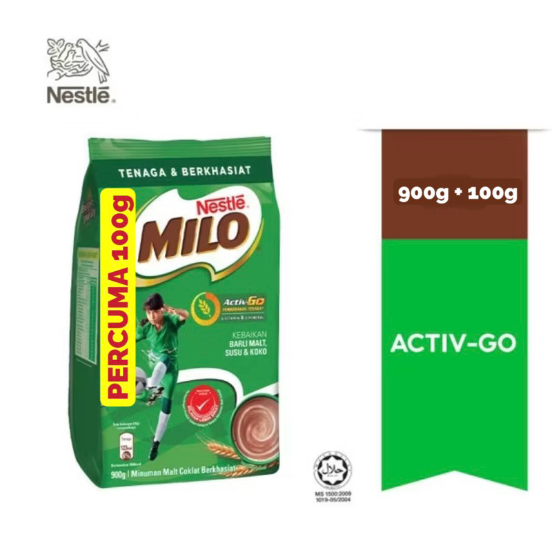 NESTLE MILO ACTIV-GO HCL2.0 (900g+100g) | Shopee Malaysia