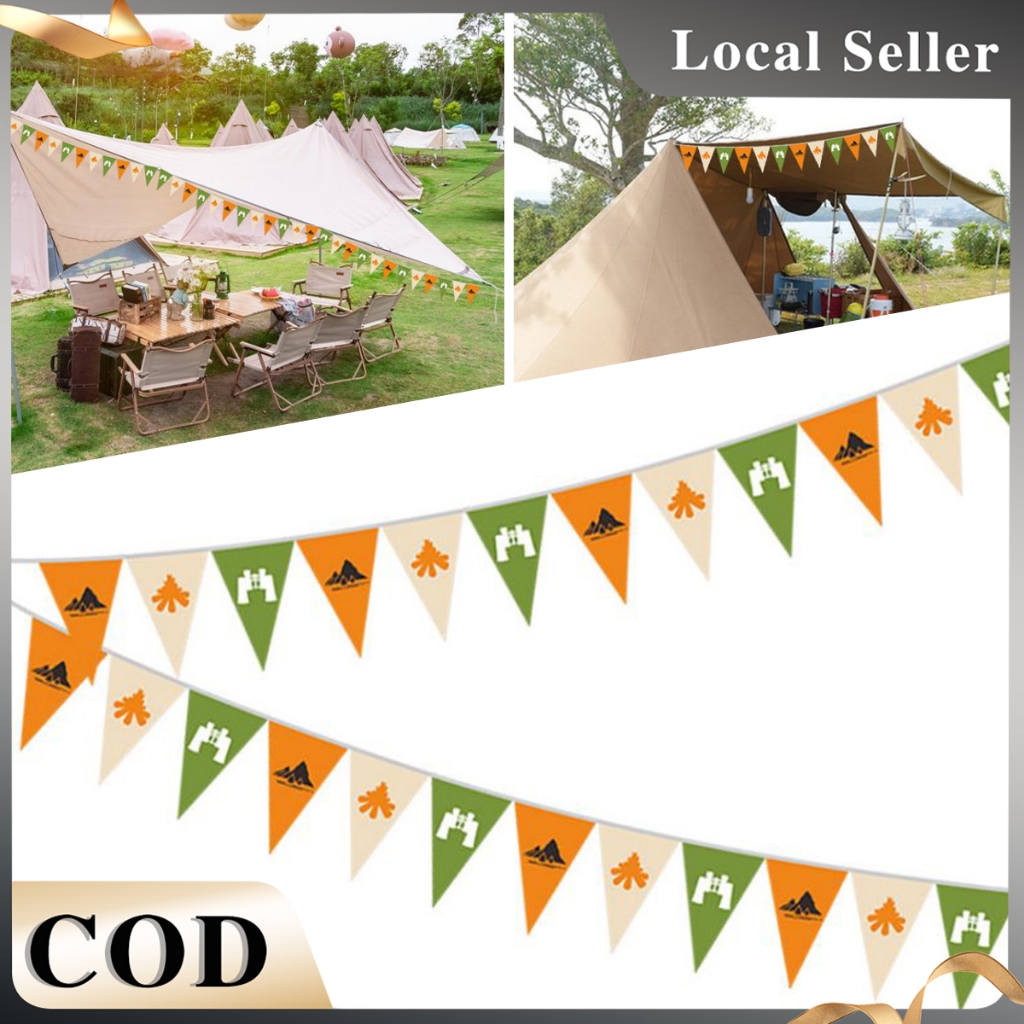 5M Triangle Camping Flags Decorations with Durable Weatherproof ...