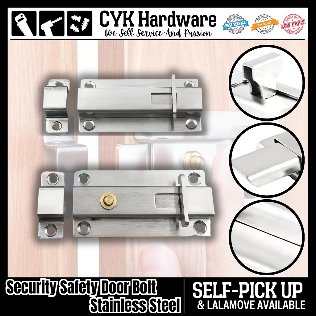 Stainless Steel Square Bolt Slug Tower Bolt Door Slide Latch Lock Pintu ...