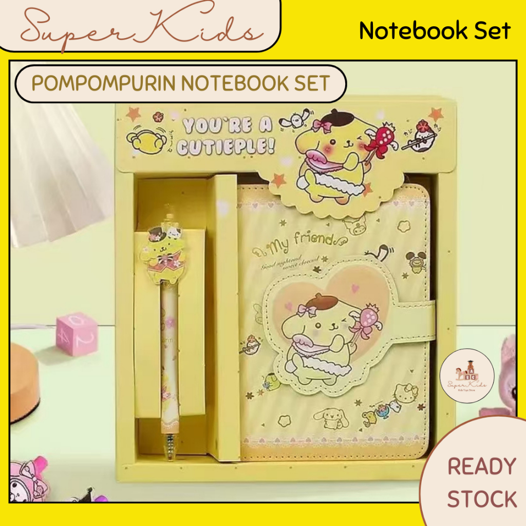 NOTEBOOK SET Cute Pompompurin Pen Cartoon Children Kids Gift Present ...