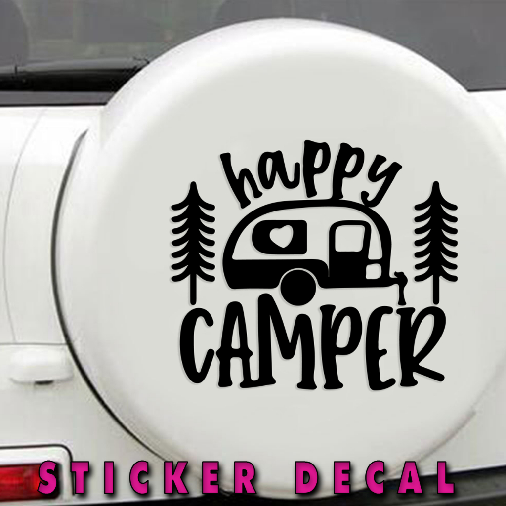 Happy Camper Custom Car Sticker Camper Van 4x4 Motorhome Camping ...