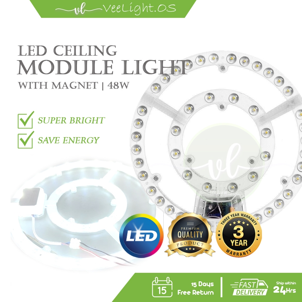 24W/36W/48W ROUND LED MODULE LIGHT CIRCULAR TUBE REPLACEMENT MAGNETIC ...