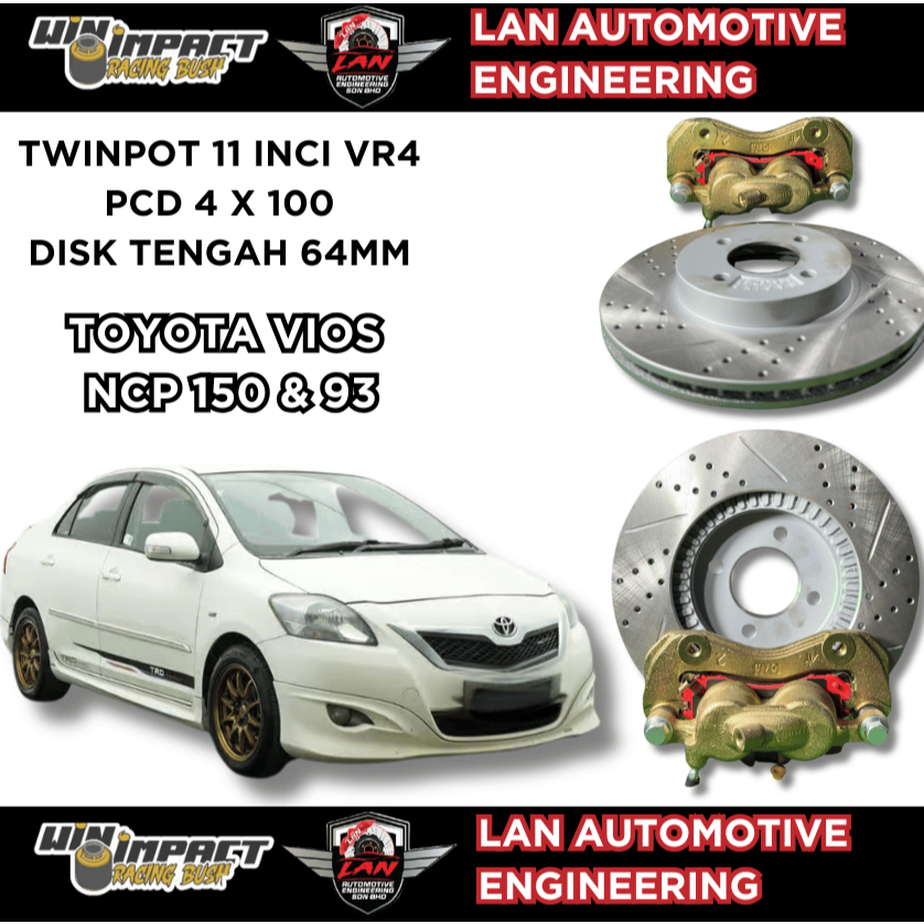 TOYOTA VIOS NCP 150 & NCP 93 UPGRADE BRAKEDISK TWINPOT VR4 300MM NEW ...