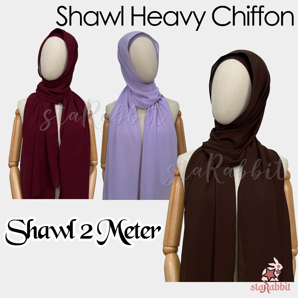 Shawl Heavy Chiffon 2 Meter Tema Colour Raya 2025 Burgundy Brown ...