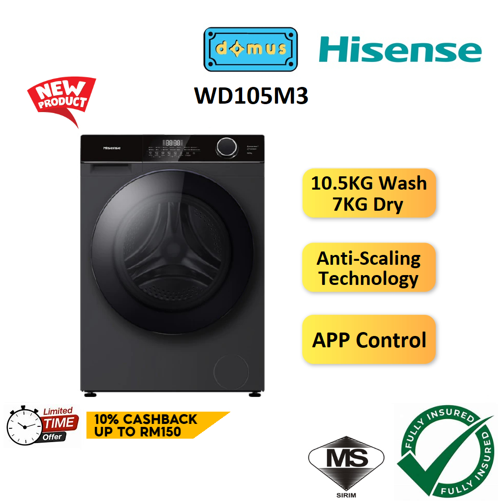 2025 Hisense Washer Dryer 2 in 1 Washing Machine Front Load Combo Mesin ...