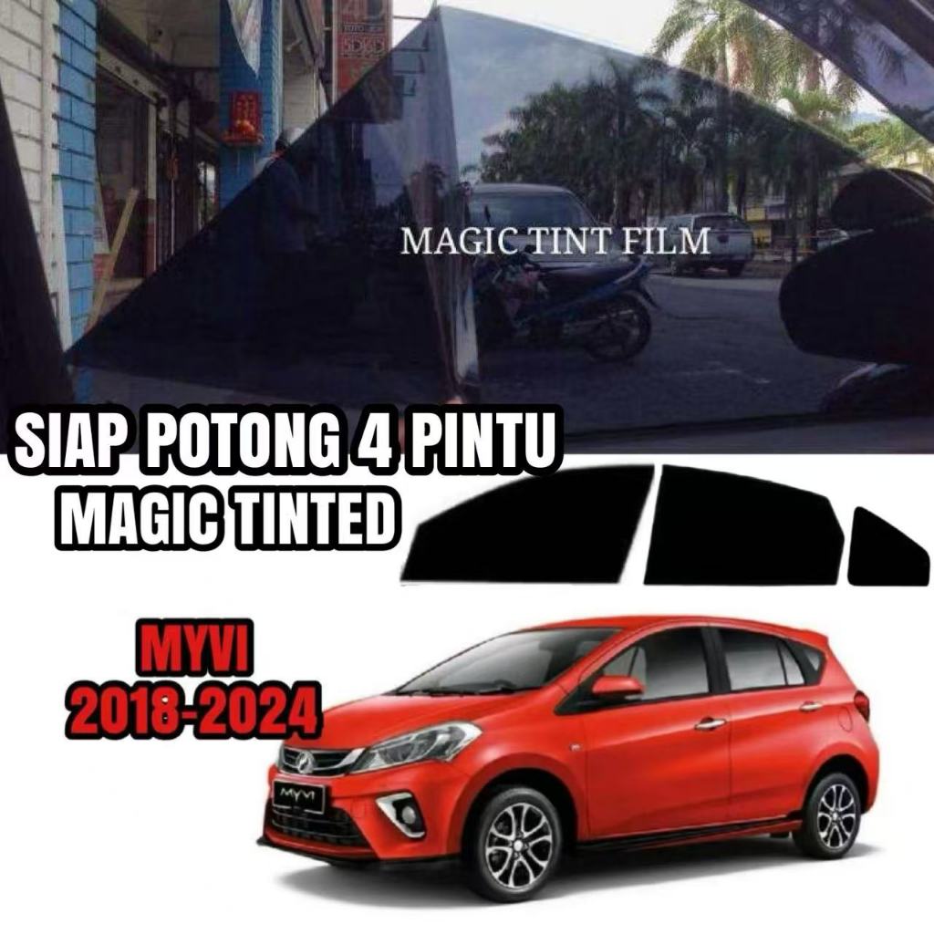 Perodua Myvi (Years 2018-2025) 4 Pintu Siap Potong Magic Tinted 80% ...