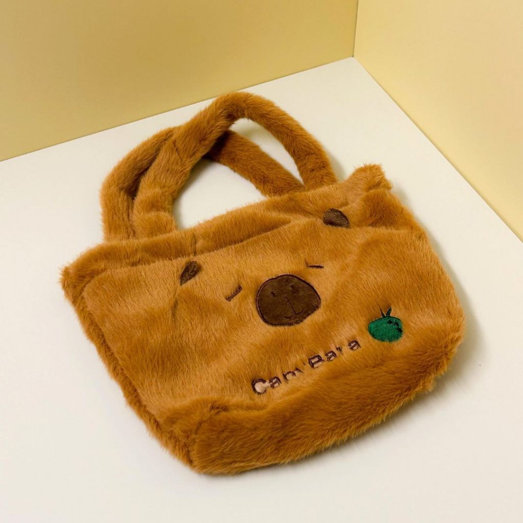 Capybara Plush Bag with Handle Handbag Cartoon Gift Kids Children ...