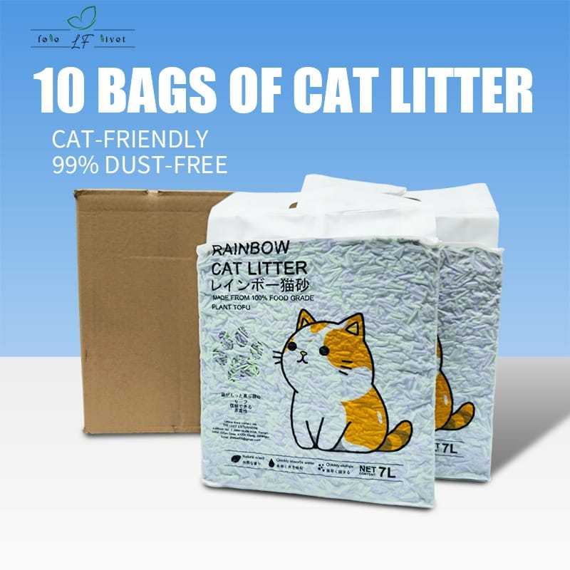 LF Fole Livet 10ps Cat Litter Rainbow cat litter 100% soar tofu litter ...