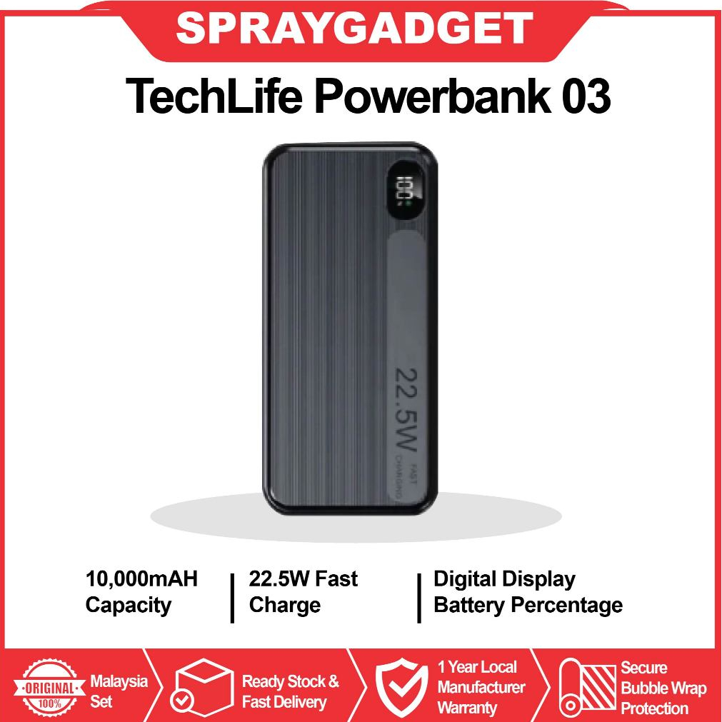 Techlife Power Bank 03 Fast Charge/Digital Display Percentage (22.5W ...