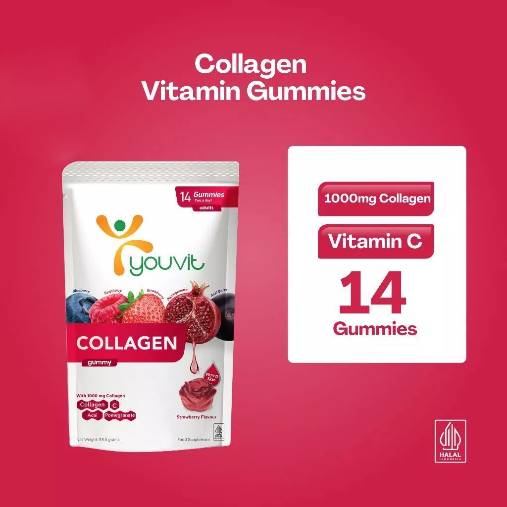 Youvit Collagen Gummy 7 Days (14 Pcs) Vitamin Anti Aging for Kulit ...