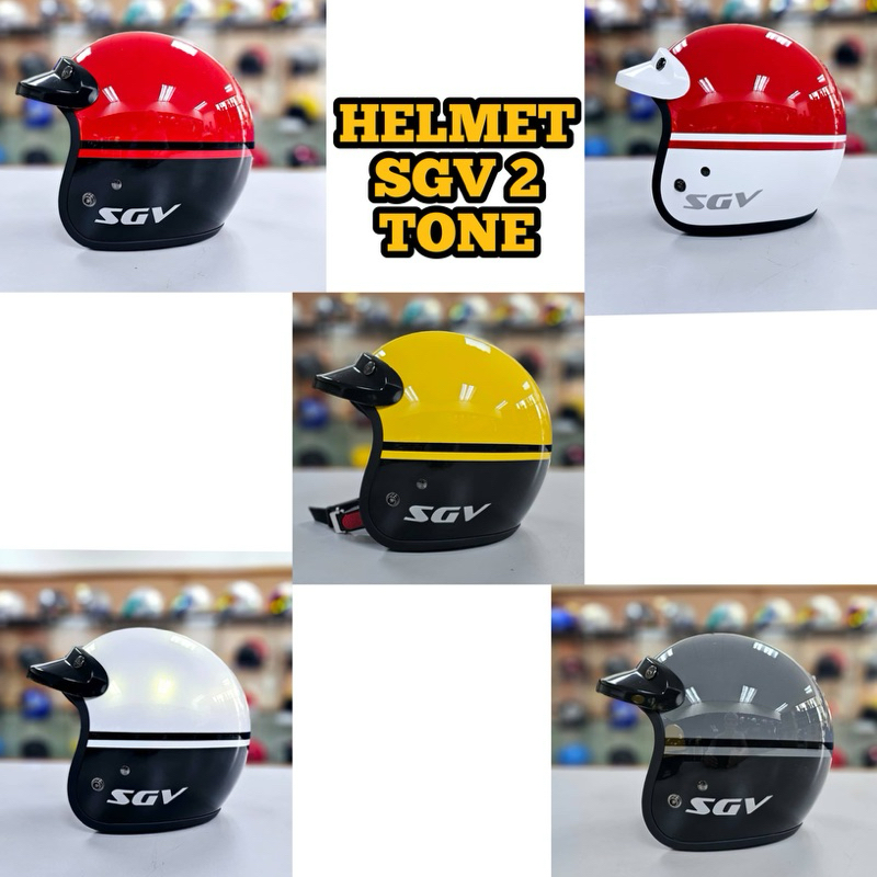 HELMET SGV 2 TONE BLACK GREY BLACK RED WHITE RED WHITE BLACK MODERN ...