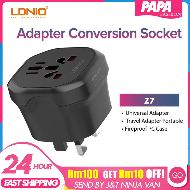 LDNIO Z7 Converter UK Plug To Universal Adapter 2500W Plug 3 Pin Socket Conversion Adaptor ...