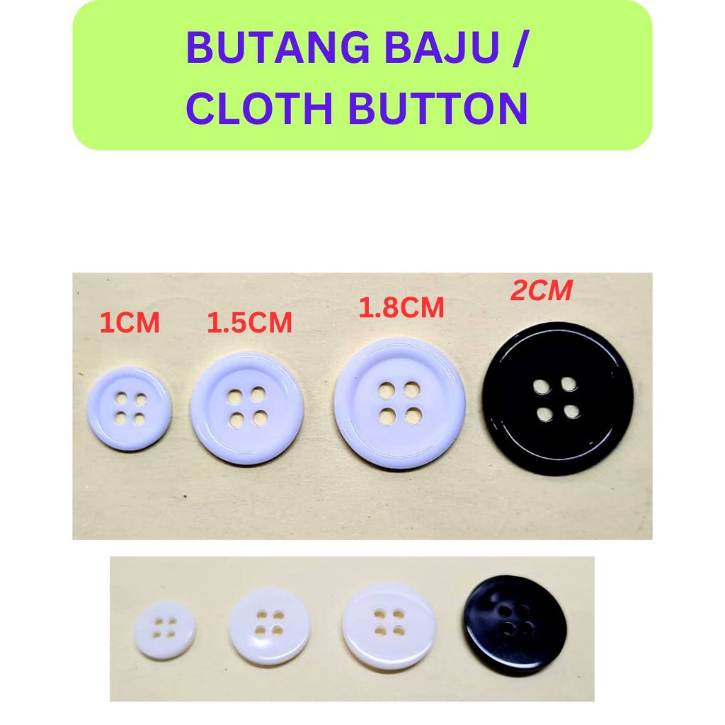 BUTANG BAJU / CLOTH BUTTON / BUTTON / BUTANG 4 LUBANG / 4 HOLE BUTTON ...