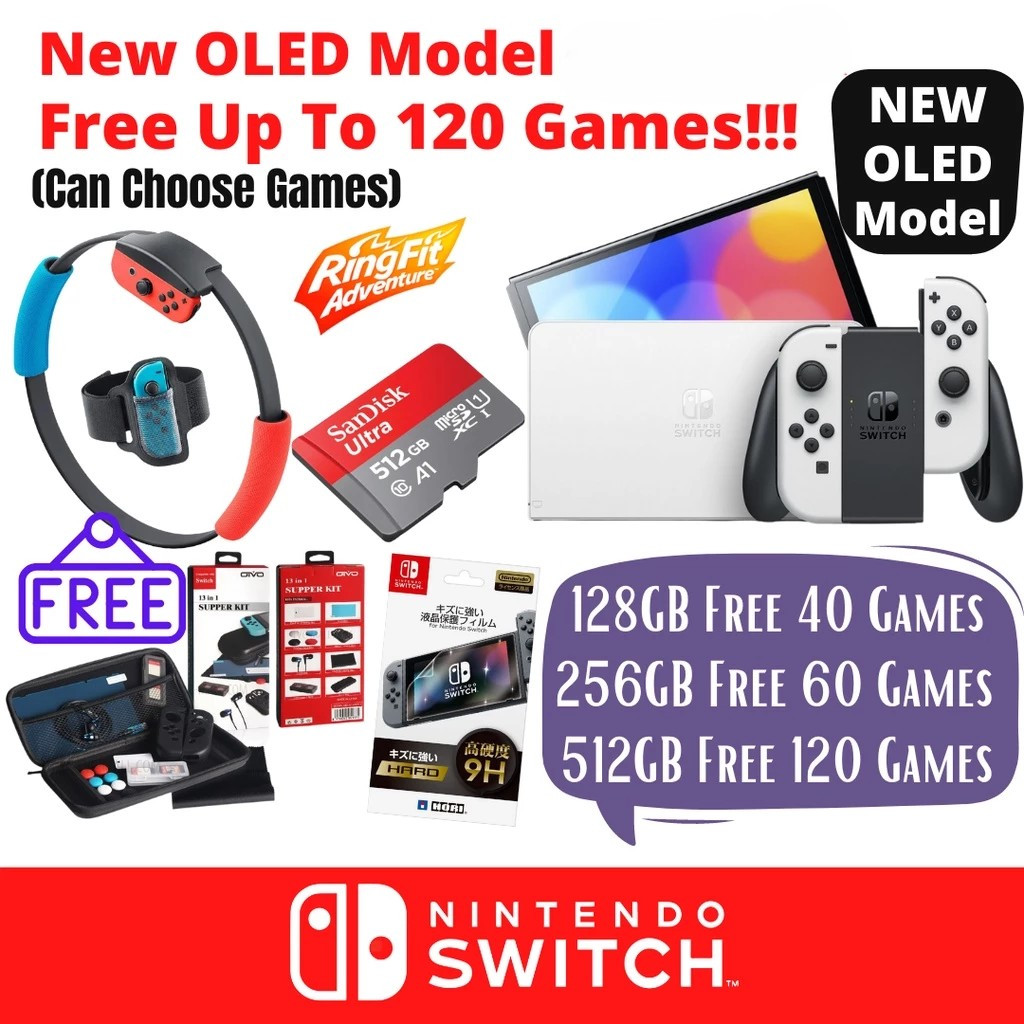 Nintendo Switch OLED / V2 Battery Enhanced Free Up To 120 Free Games ...