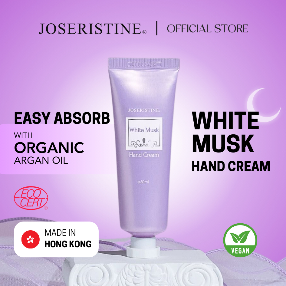 JOSERISTINE White Musk Hand Cream 50ml/Organic/Vegan/Deep Moisture/Non ...