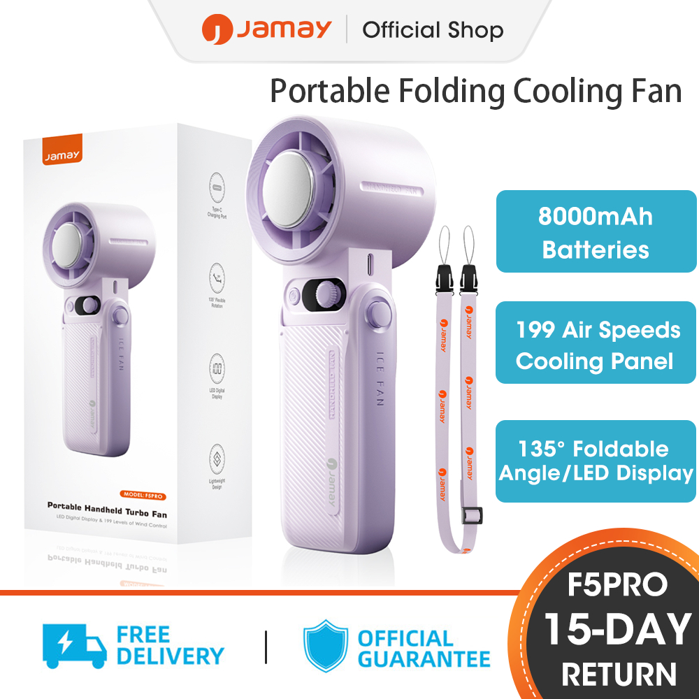 JAMAY Portable Handheld Fan 8000mAh 30h cooling Foldable Hand Fans with ...