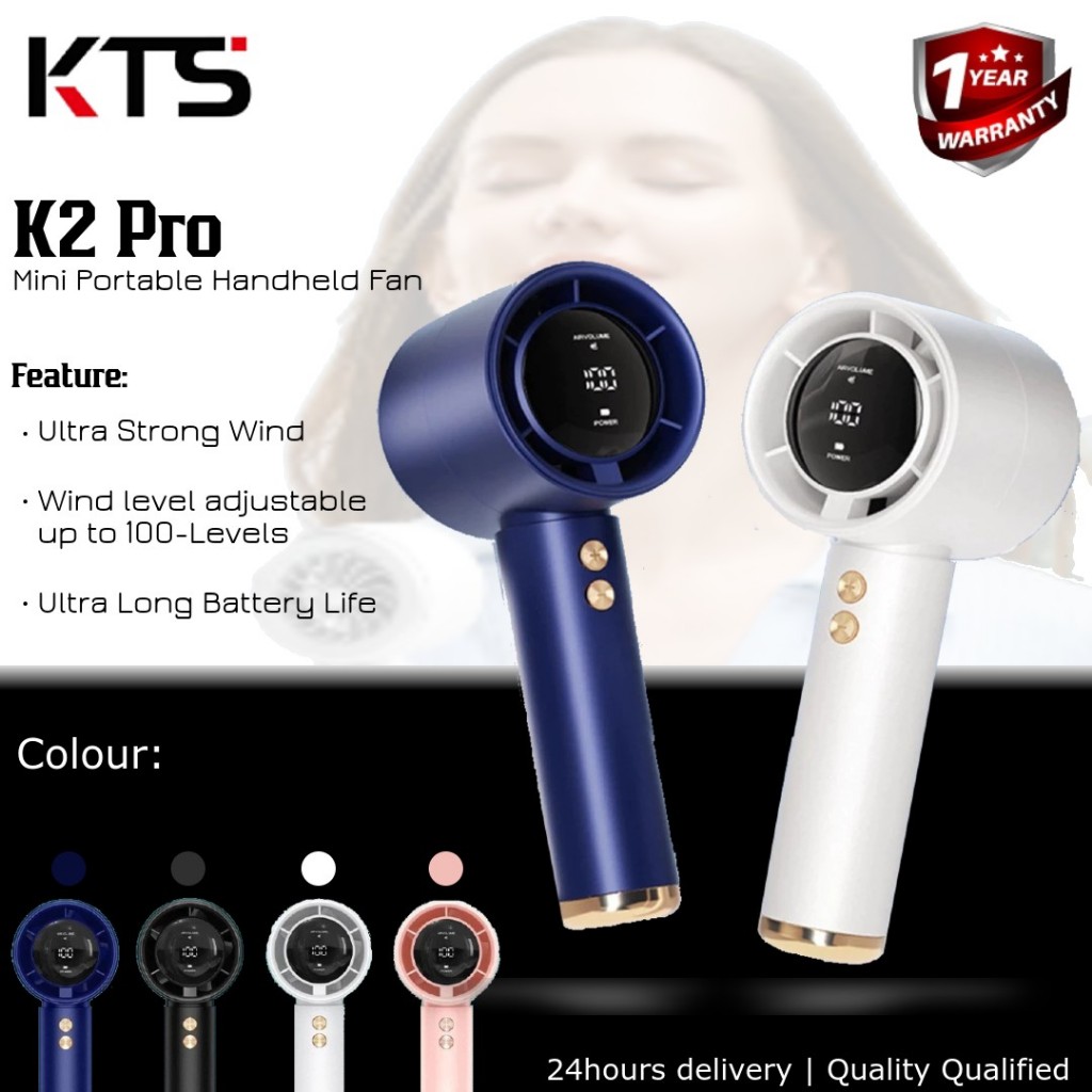 K2 PRO Rechargeable Mini Handheld Fan 8000mAh 100Level Adjustment Visual Wind Speed PowerLED ...