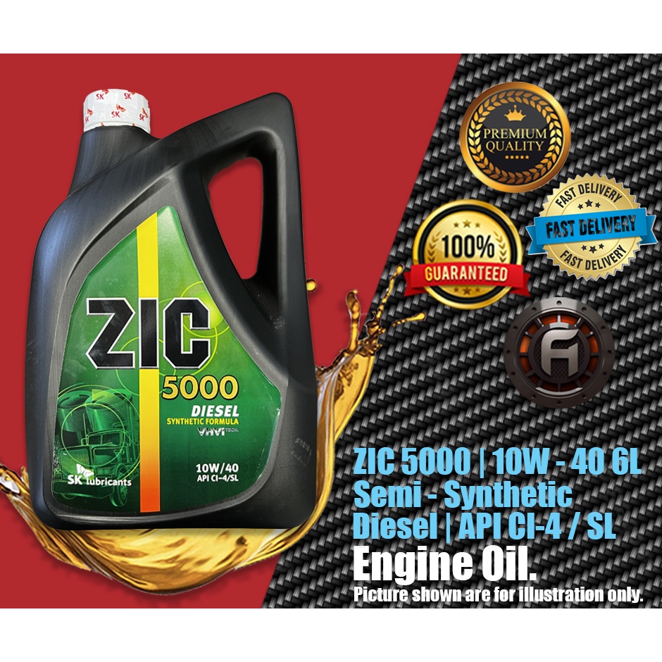 ZIC 5000 ENGINE OIL | 10W - 40 6L | DIESEL SEMI - SYNTHETIC | API CI-4 ...