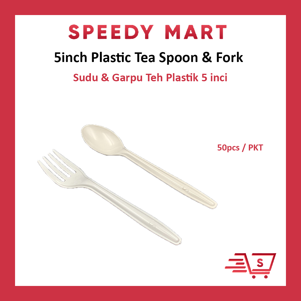 Sudu, Garpu, Pisau (50 PCS) 5" Plastic Tea Spoon/ Fork White ...