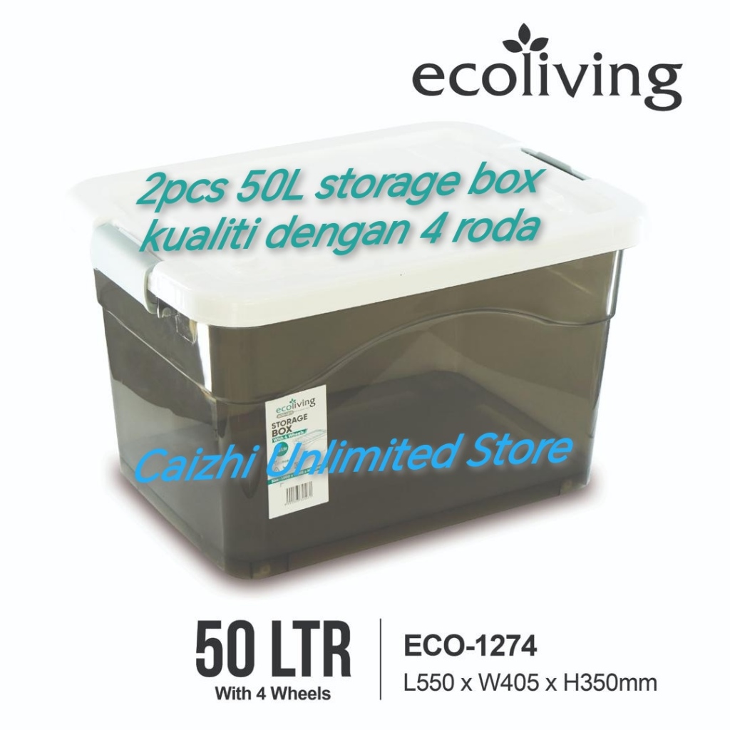 2pcs 50L storage box kualiti dengan 4 roda | Shopee Malaysia