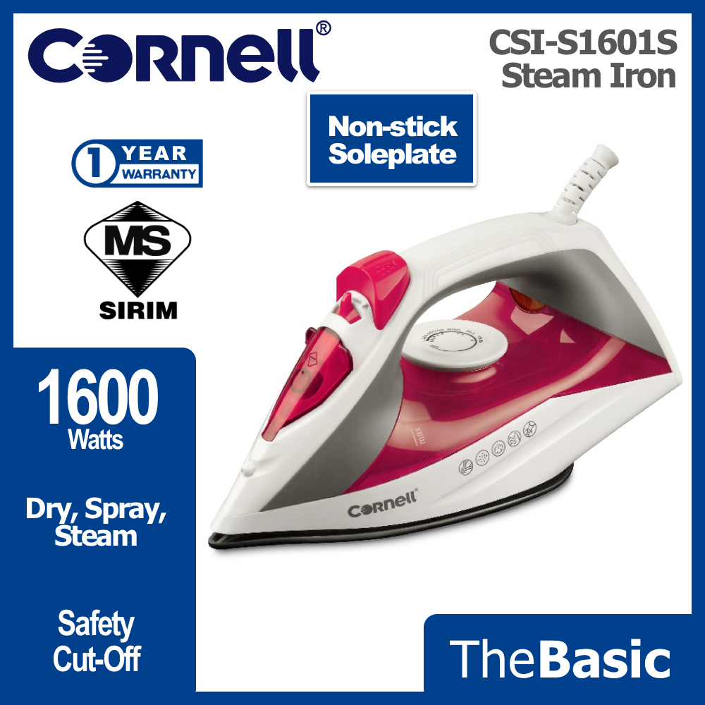 CORNELL 1600w Steam Iron with Non-Stick Soleplate & Safety Cut-Off ...