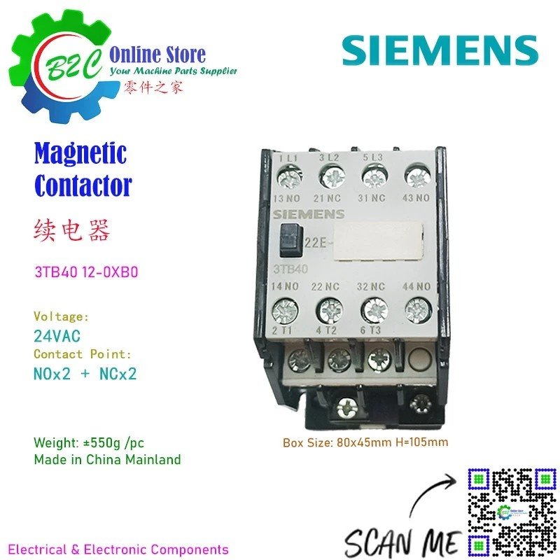 Siemens 3TB40 22-0X B0 Magnetic Contactor Relay 24V AC 01E Magnet ...