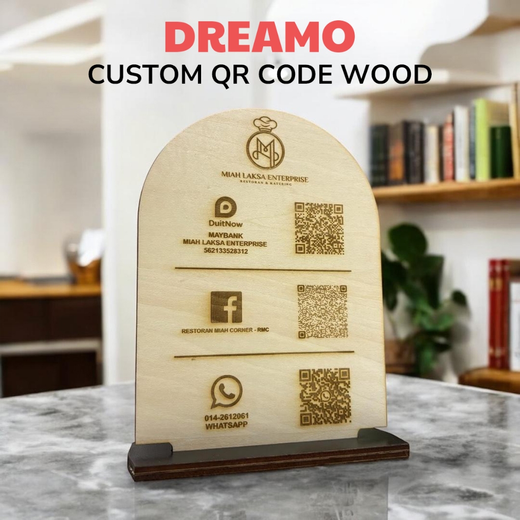 Custom Wood QR Code With Stand DuitNow Scan Pay MAE Touch 'n Go E ...