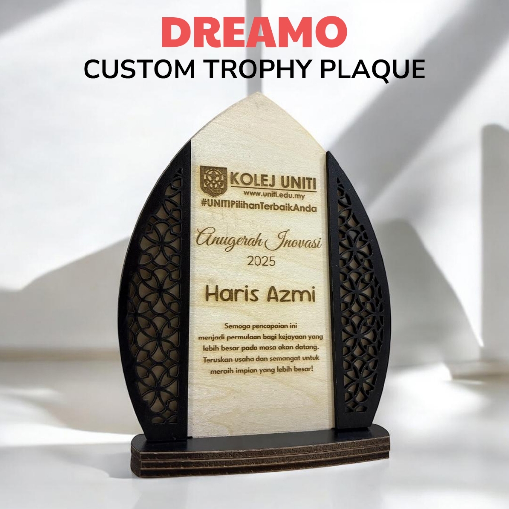 Custom Wood Trophy Award Plaque Hadiah Trofi Cenderahati | Shopee Malaysia