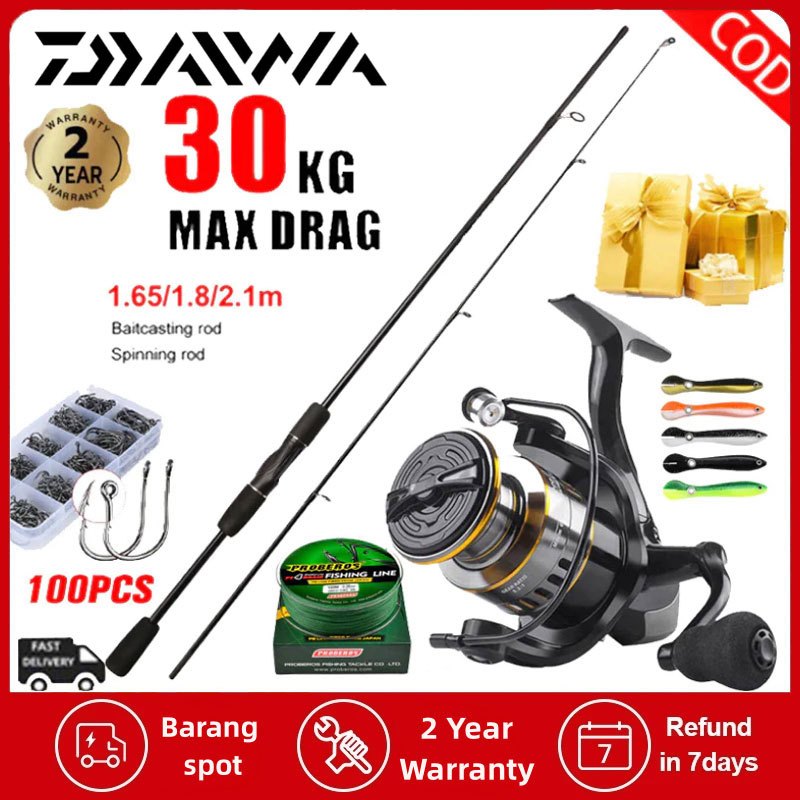 DAIWA Spinning Reel Combo Set Fishing Rod Combo Set Reel Spinning Joran Pancing 1 Set 30kg High ...