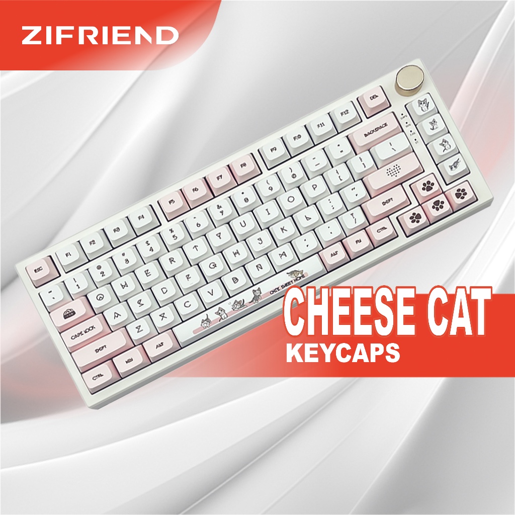 ZIFRIEND Cheese Cat 130+ Key XDA Profile PBT Dye-sublimated Keycaps Set ...