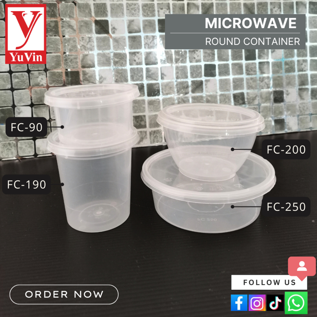 90ml,190ml,200ml Round PP Plastic Container | Bekas Sos Plastik | FC90 ...
