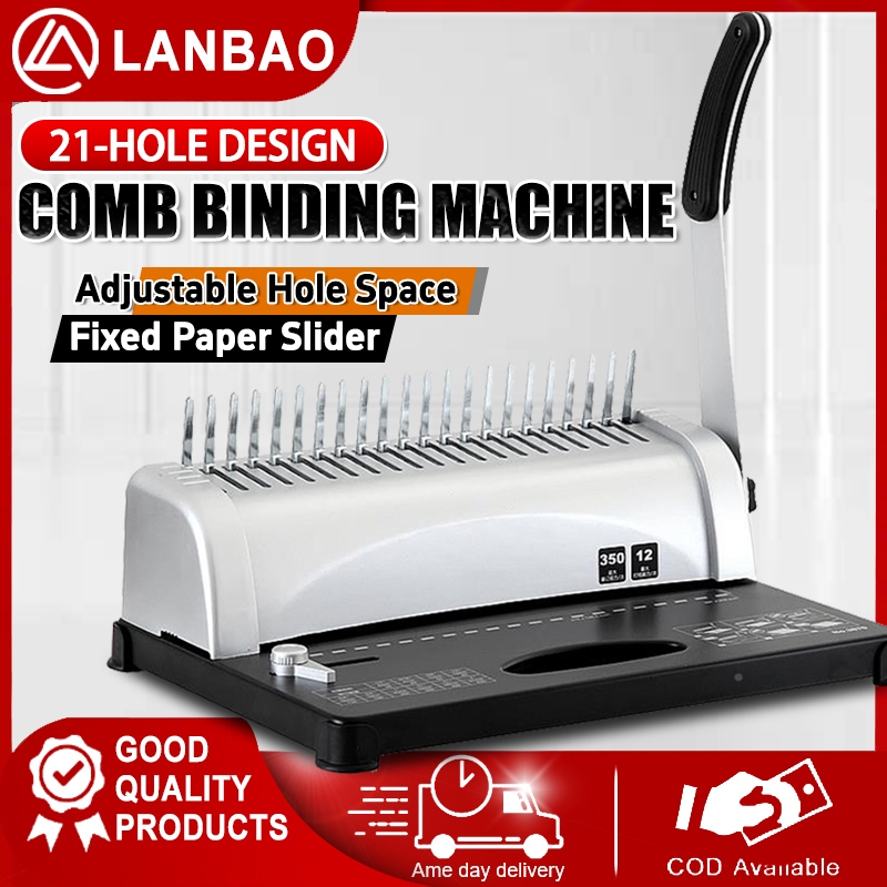 Comb Binding Machine 21 Holes Plastic Comb Binding Machine Office School Puncher Binder A4 Heavy ...