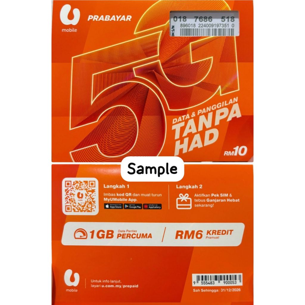 U Mobile Prepaid Sim U25 1Month (MYKAD ,PASSPORT) | Shopee Malaysia