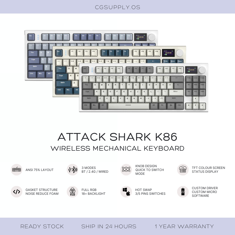 Attack Shark K86 Wireless Mechanical Keyboard | Shopee Malaysia