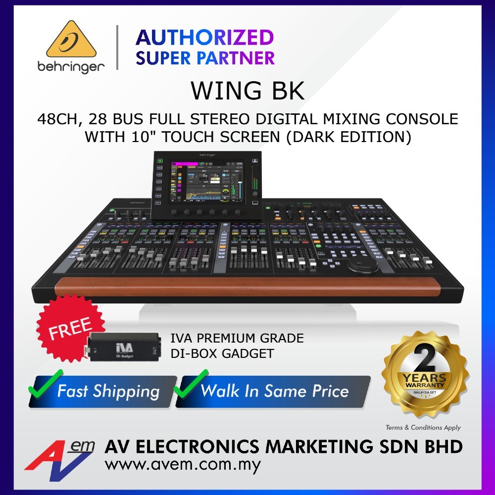Behringer WING-BK 48-Stereo Channel Digital Mixer c/w 10" Touchscreen ...