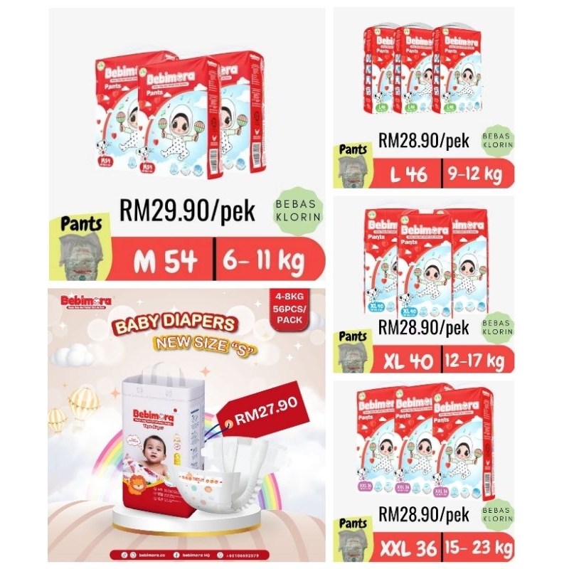 Bebimora Diapant Baby Diapers Pant Lampin Seluar Pakai Buang Free ...