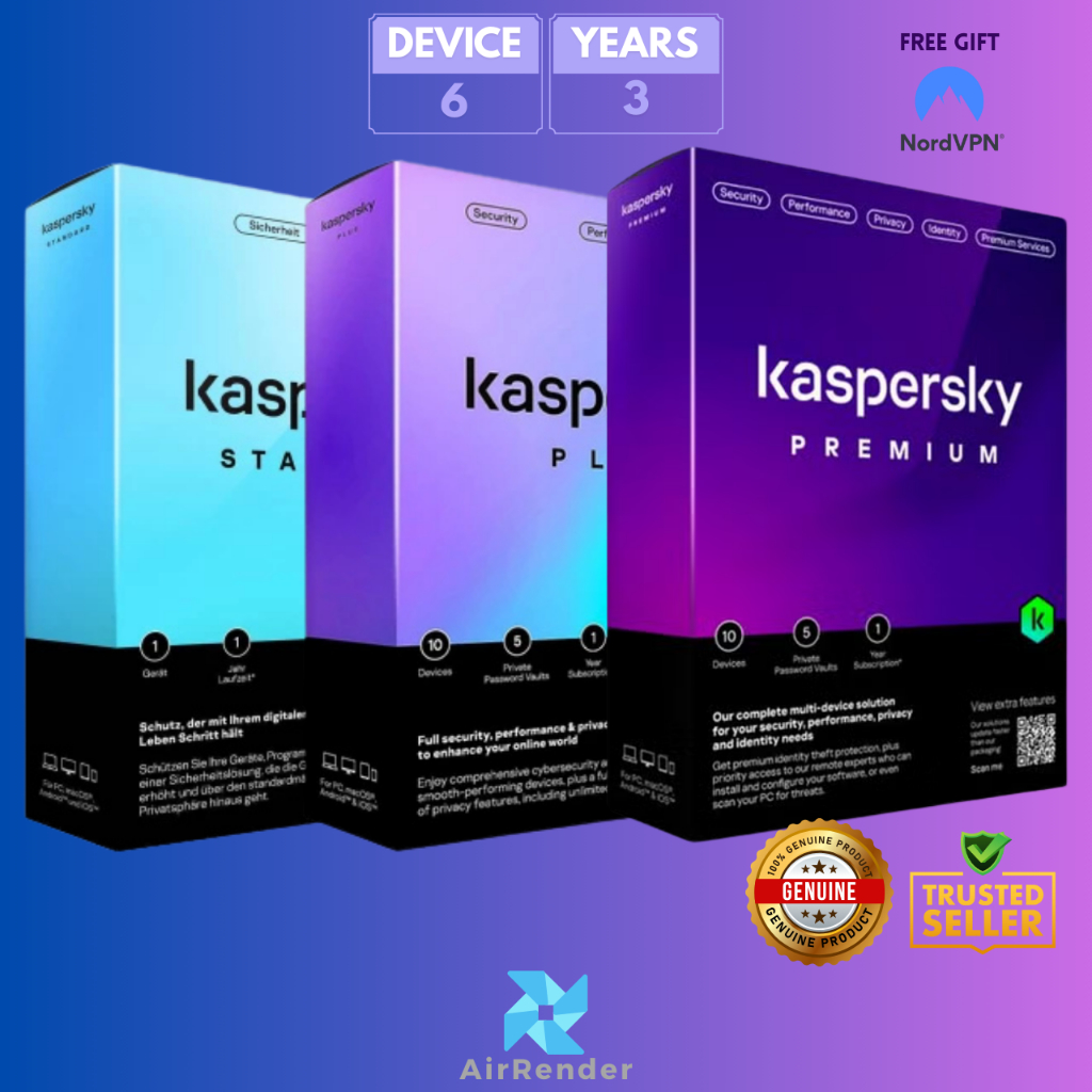 Genuine Kaspersky Standard | Plus | Premium Antivirus - ORIGINAL 2025 ...