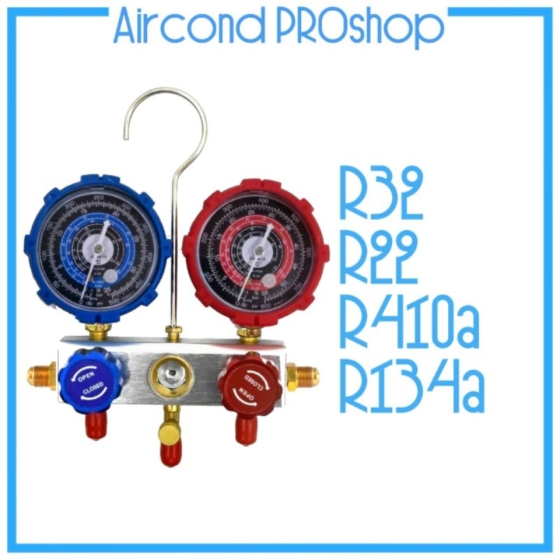 ACProS Aircond Manifold Gauge Free Adapter R32 R410a R22 R134a GAS METER Set Air Cond ...