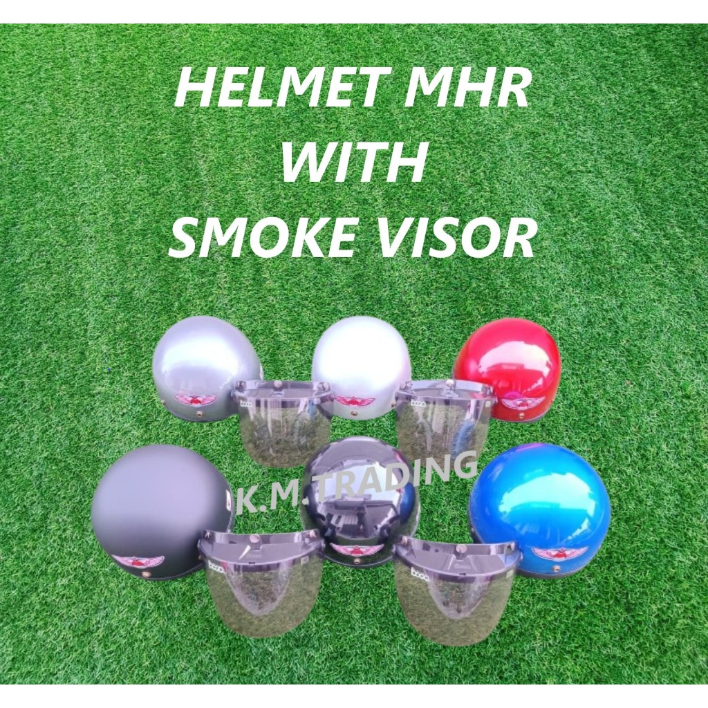 Topi Keledar Dewasa MHR dengan Visor Smoke (HM MHR 01) Hitam 2/Hitam ...