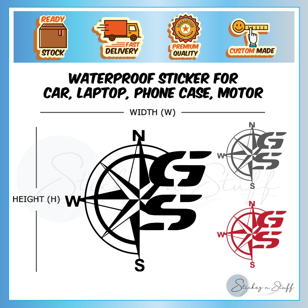 GS Adventure Compass BMW GS Sticker Off Road Box World Map Jeep Ross ...