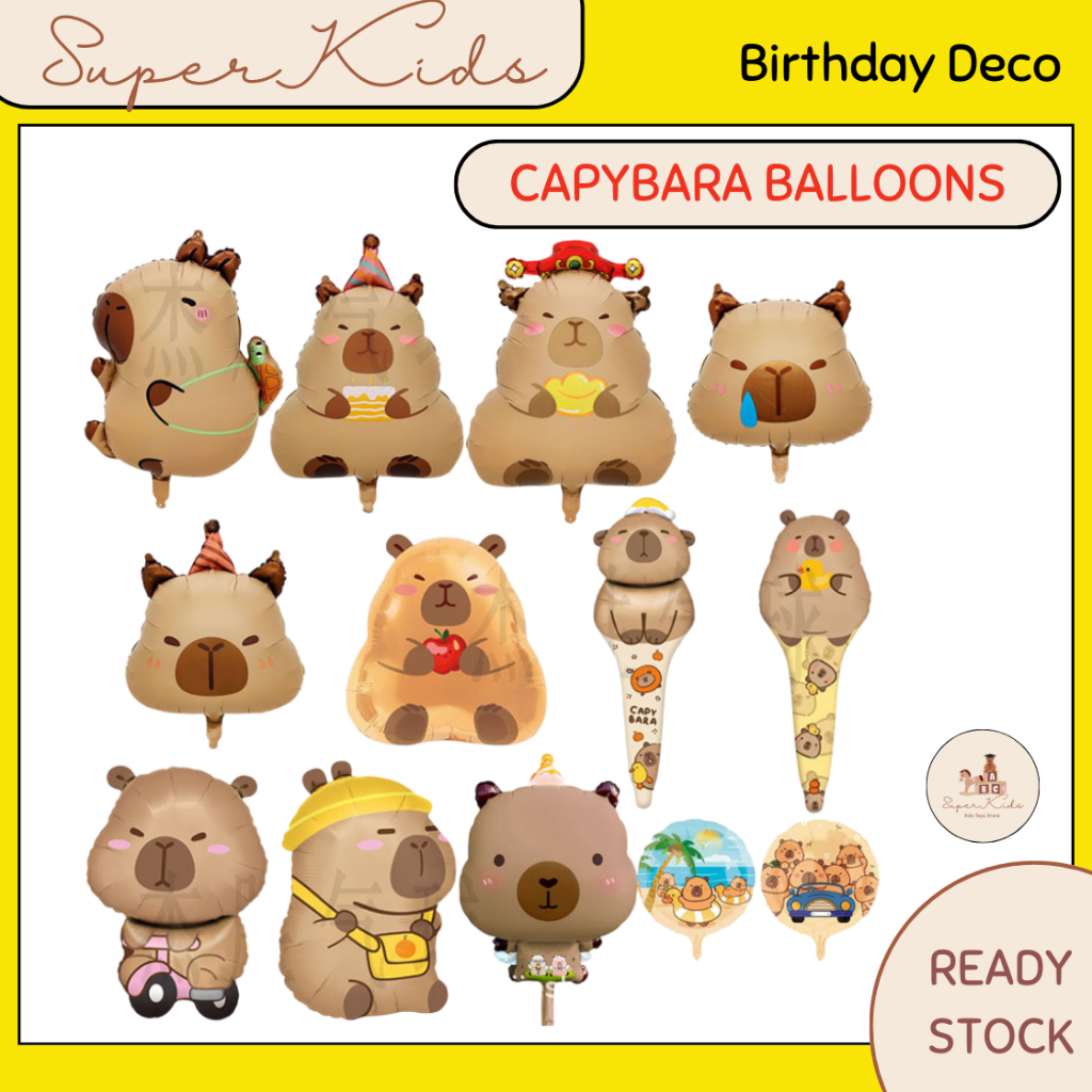 BIRTHDAY DECORATION Cute Capybara Cartoon Balloons Paper Plate Kids ...