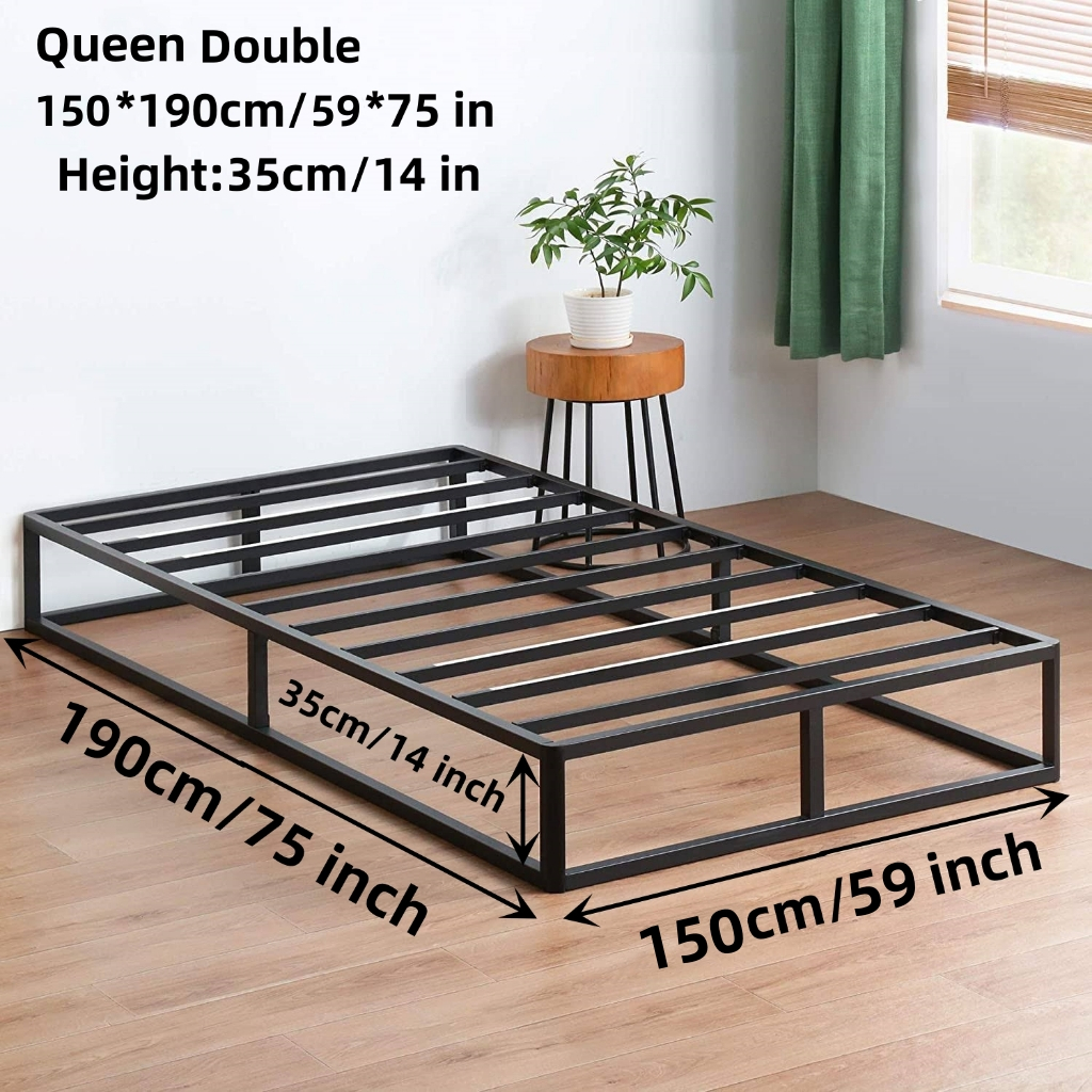 rangka katil saiz queen Bed Frame Queen /King Platform Bed Frame Metal ...